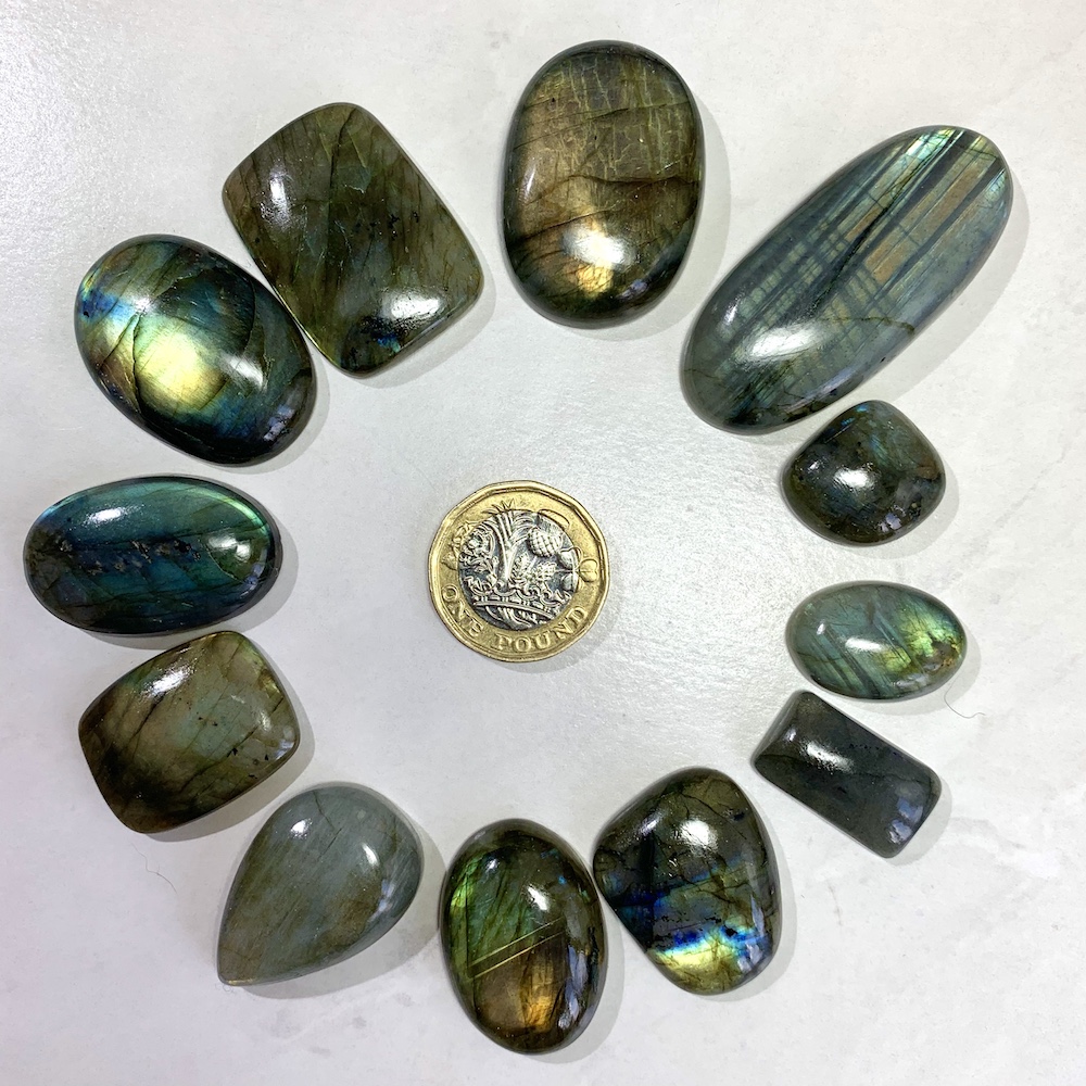Labradorite Mixed Shaped Cabochons 500cts • Chalmers Gems