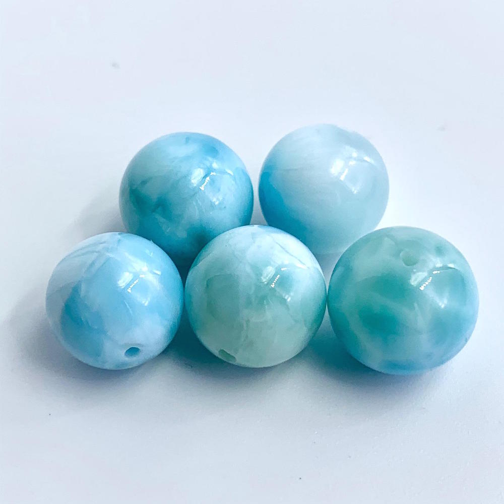 Larimar AA Quality Smooth Round Beads 10mm 5 Pieces • Chalmers Gems