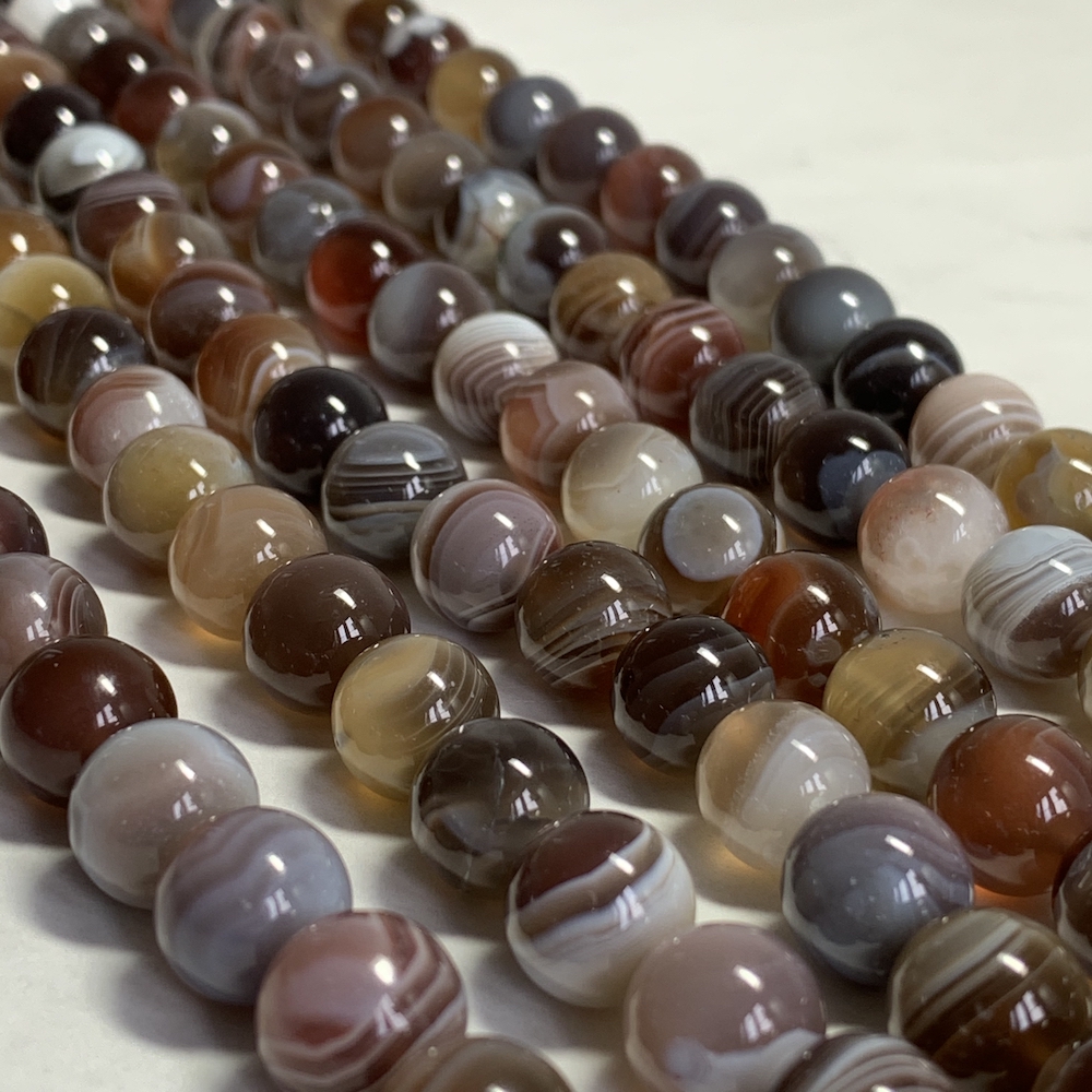 Botswana Agate 10mm Round Beads 36cm Strand • Chalmers Gems