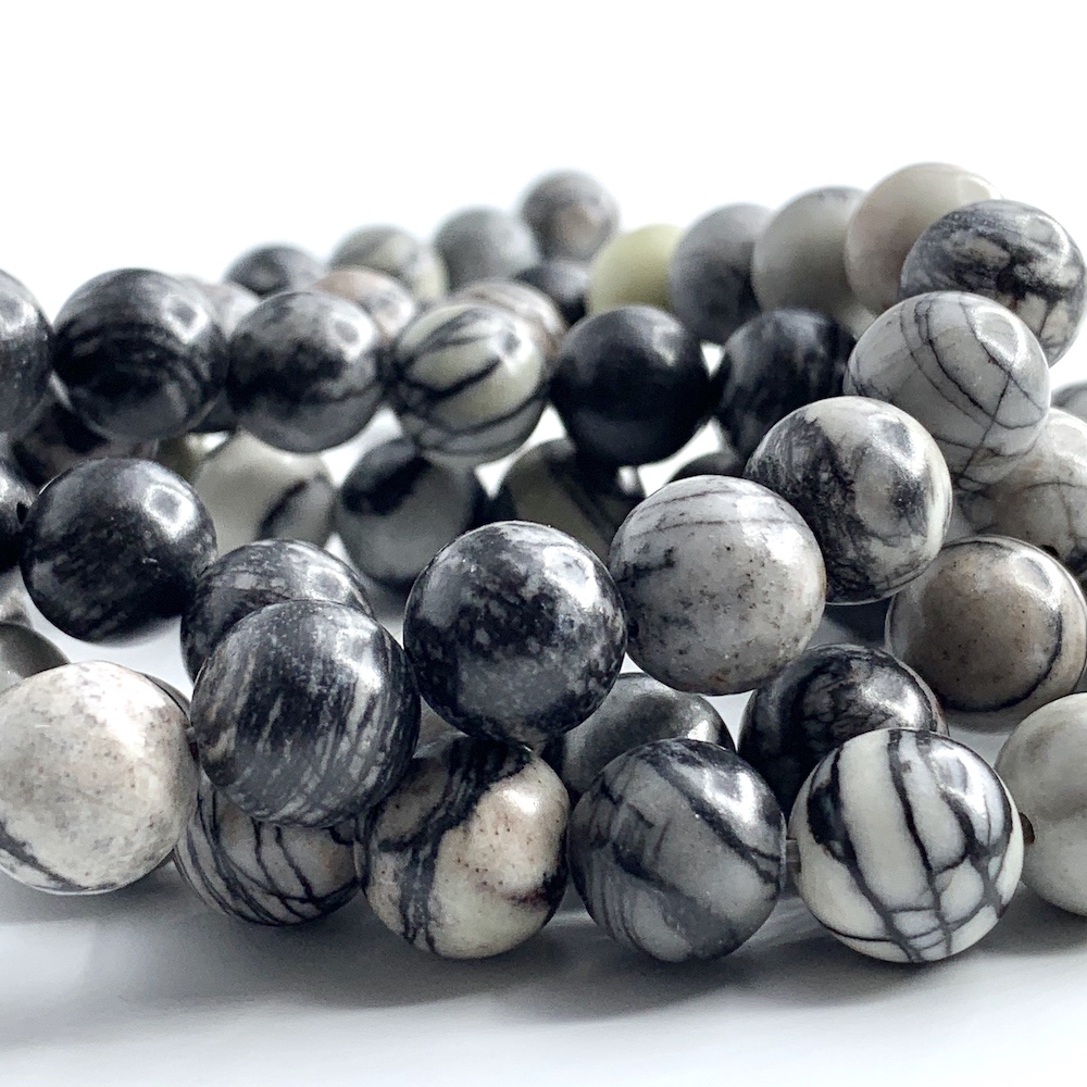 Black Veined Jasper Smooth Rounds 12mm 38cm • Chalmers Gems