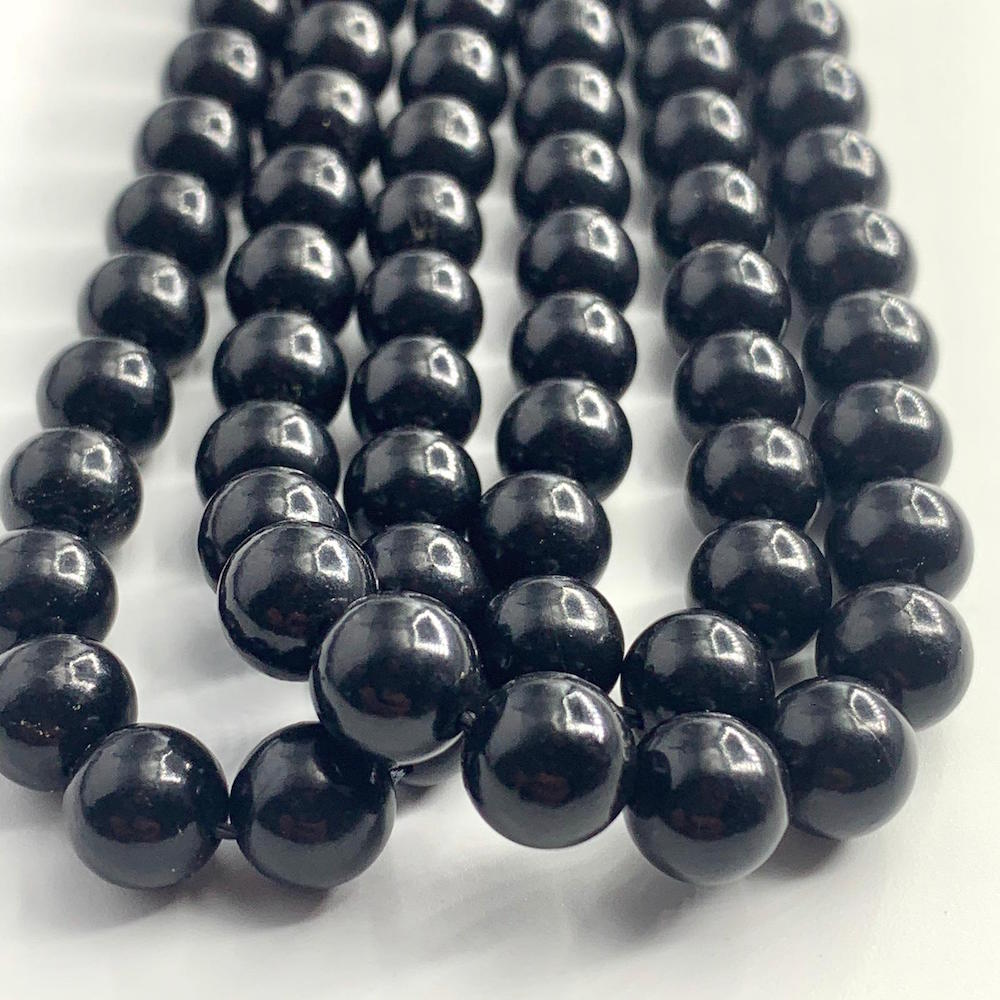 Jet Smooth Round 8mm Beads 38cm Strand • Chalmers Gems