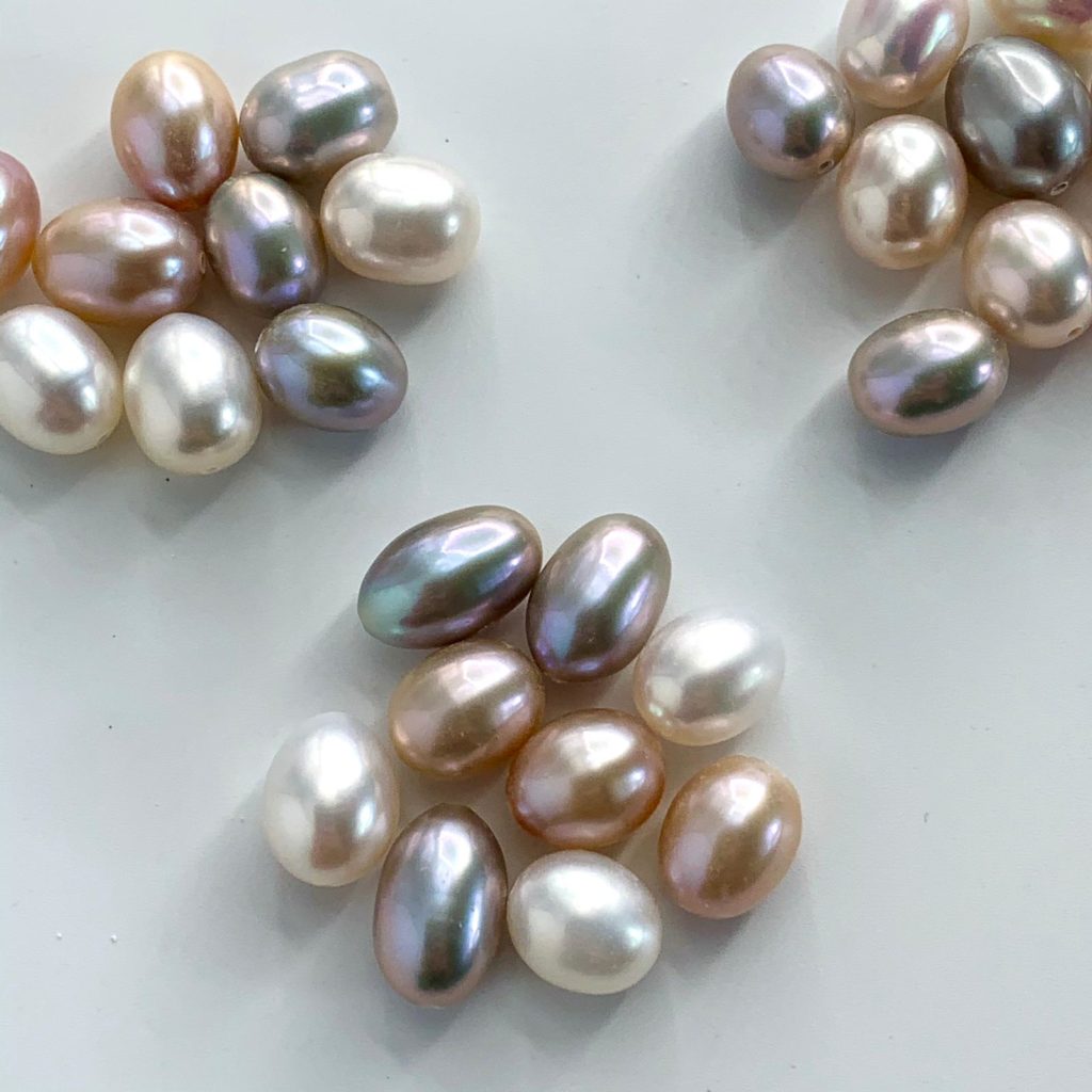 Freshwater Cultured Mixed Coloured Drop Pearls 8-8.5mm Fully Drilled 9 ...