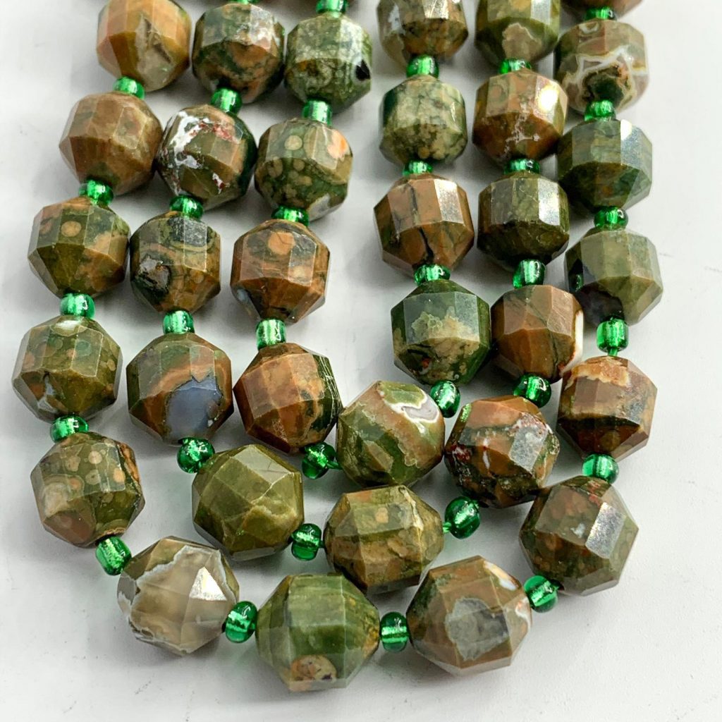 Beautiful Rhyolite Faceted Satellite Beads 9-10mm 38cm Strand ...