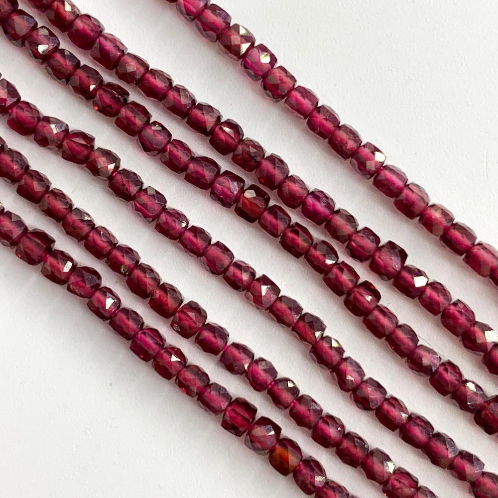 Garnet 2.5mm Faceted Cubes 38cm Strand • Chalmers Gems