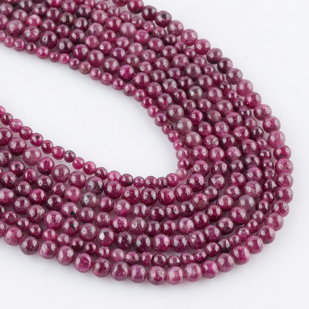 Ruby Smooth Rounds 4-5mm 15cm Strand INDIA • Chalmers Gems