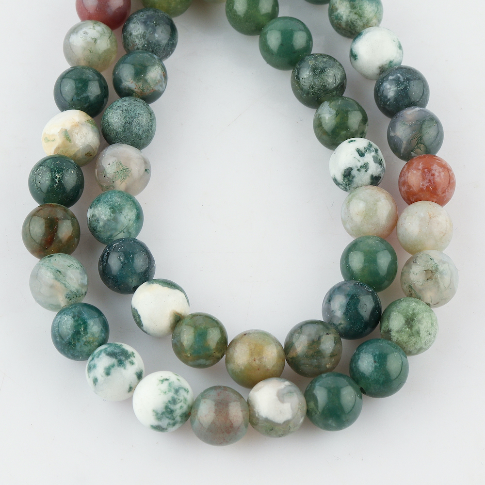 Indian Agate 8mm Smooth Rounds 38cm Strand INDIA • Chalmers Gems