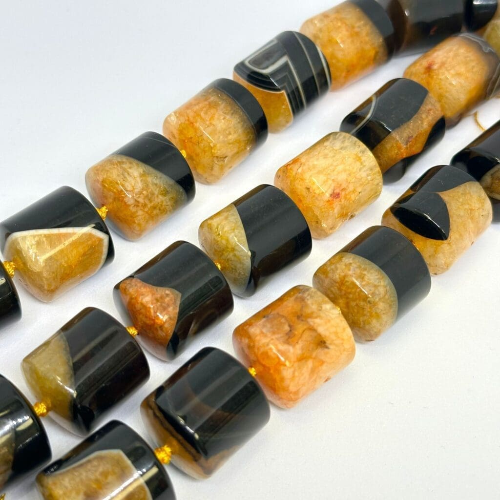 Vibrant Dyed Agate Orange Barrel Shape Approx 18mm Beads Approx 21cm ...
